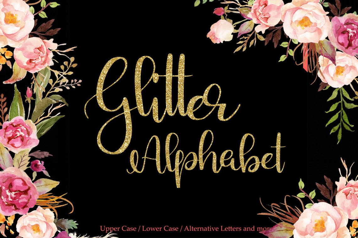 Gold Glitter Alphabet Clipart Golden Digital Letters Gold - Etsy