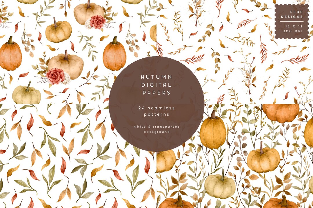Autumn Digital Papers, Fall Seamless Paper Pack, Planner Supplies ...