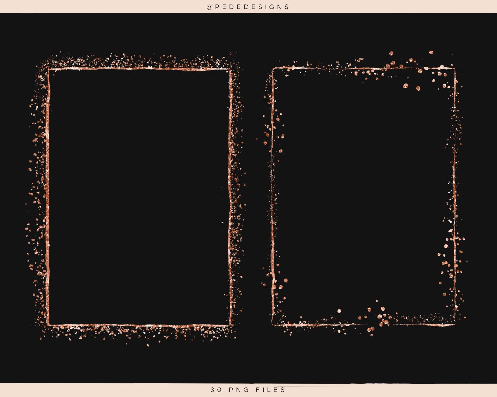 Rose Gold Frames Clip Art Glitter Geometric Sparkly Design - Etsy