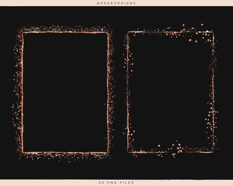 Rose Gold Frames Clip Art Glitter Geometric Sparkly Design - Etsy