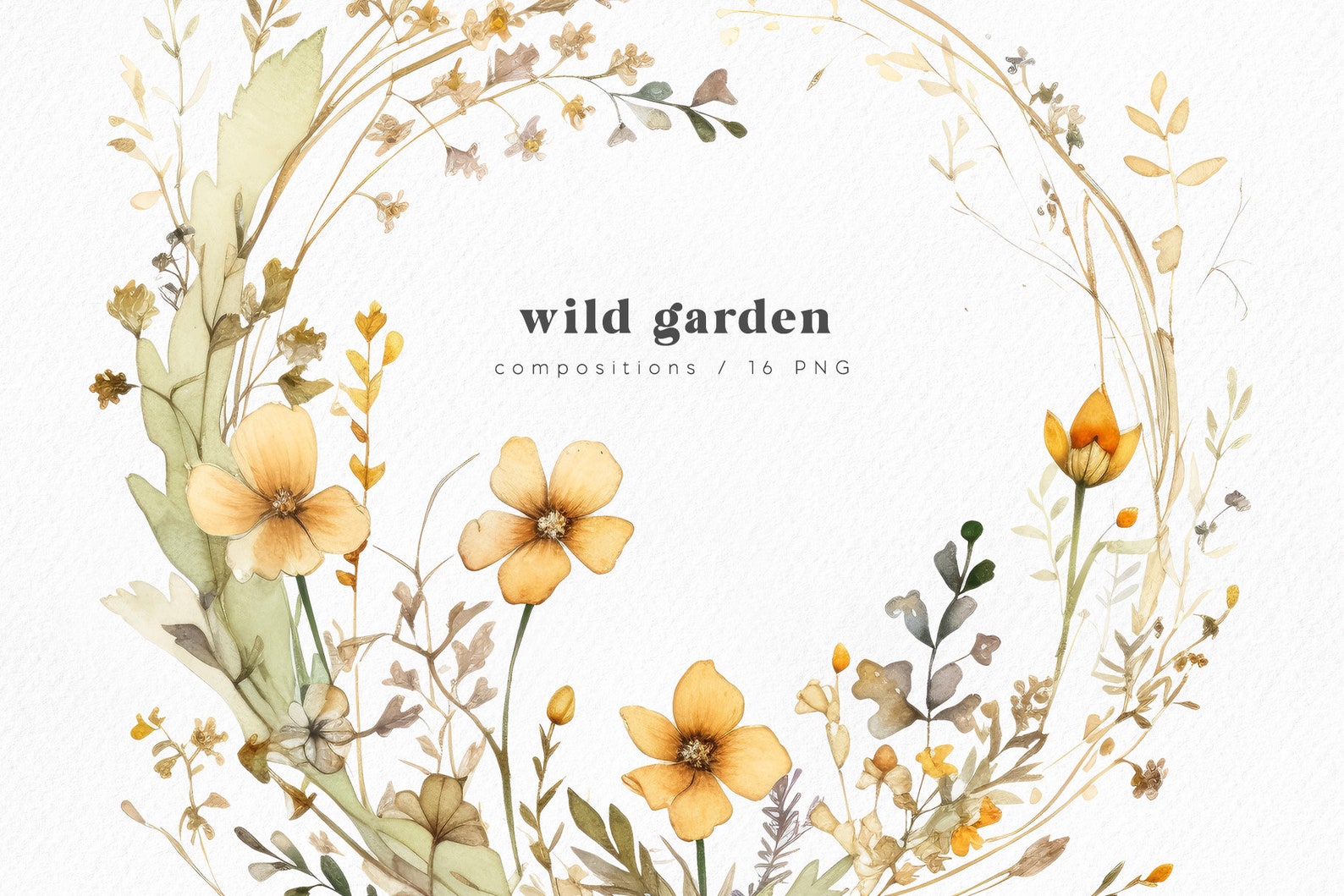 Watercolor Wild Flowers Clip Art Pack, Watercolor Garden Floral, Floral ...