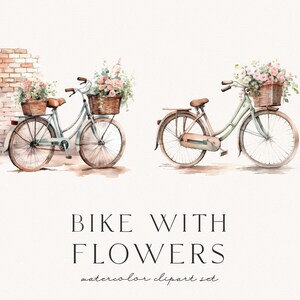 Bike With Flowers, Watercolor Clipart, Watercolor Spring, Wedding ...