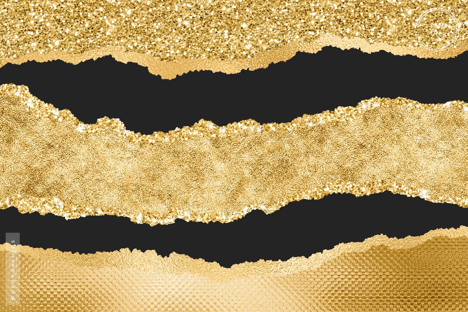 Gold Glam Borders Clip Art Gold Torn Paper Gold Overlay - Etsy