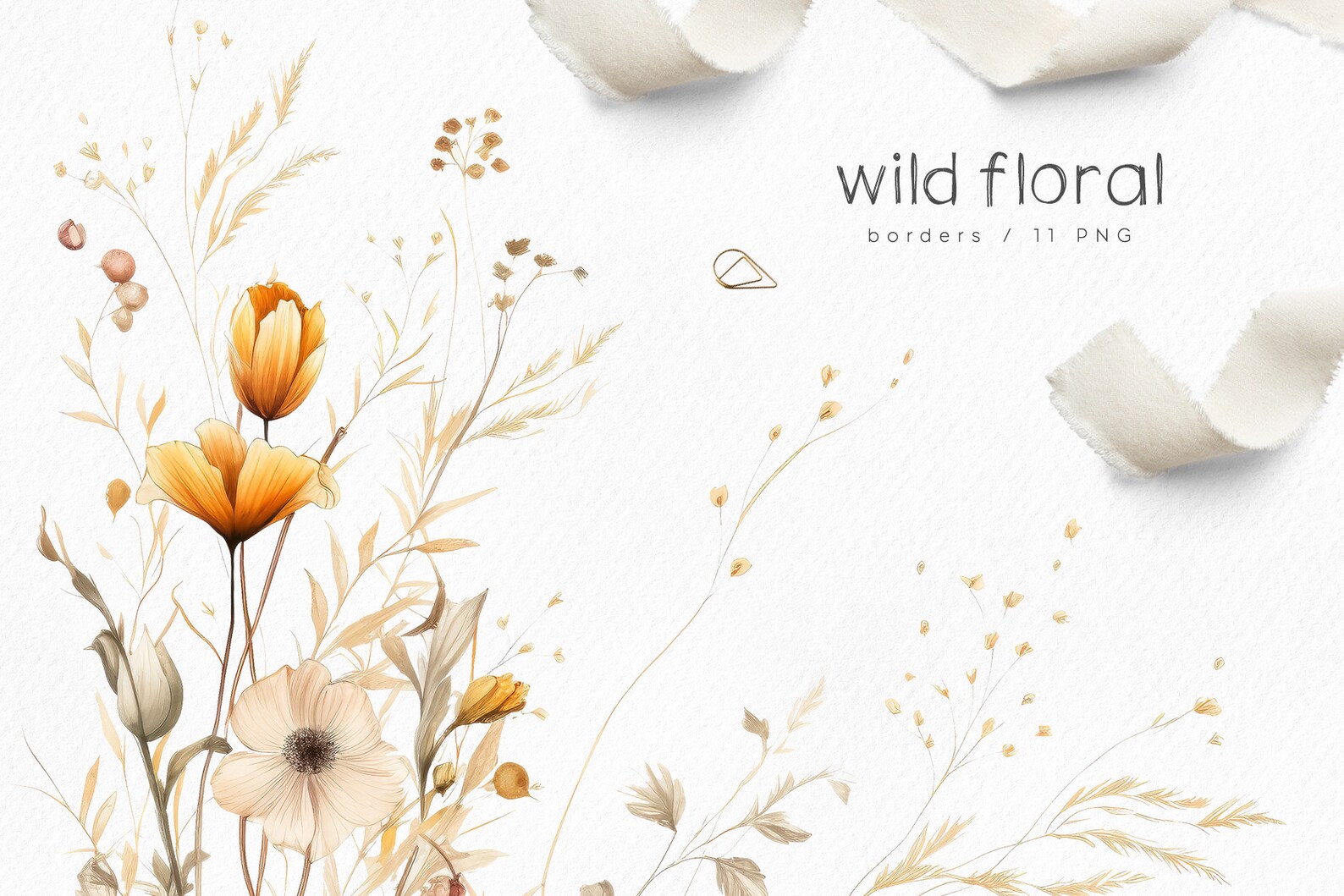 Watercolor Floral Borders Clipart, Watercolor Wild Flowers, Floral ...