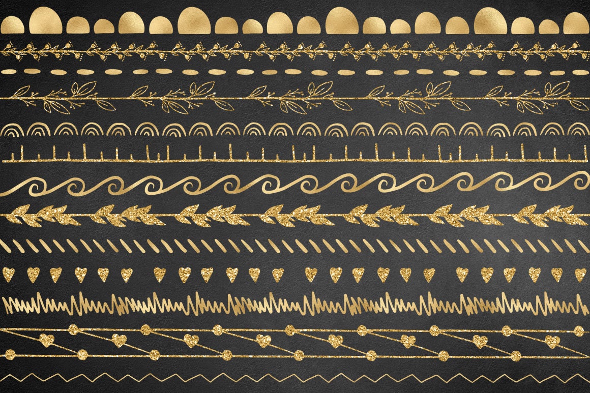 Gold Borders Clipart Arrows Foil & Glitter Floral Hearts - Etsy