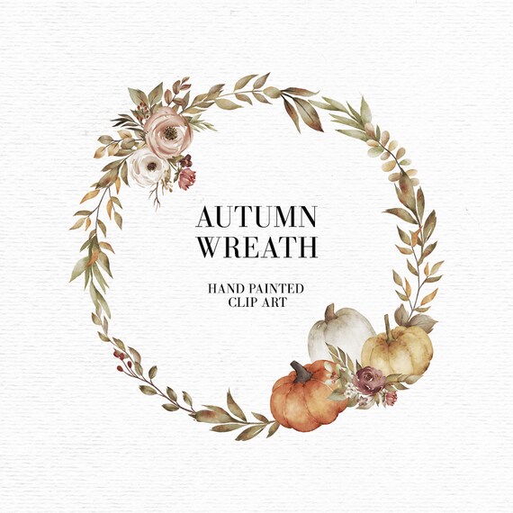 Watercolor Fall Wreath Cliparts Designer Resources Fall Wreath Clip Art ...