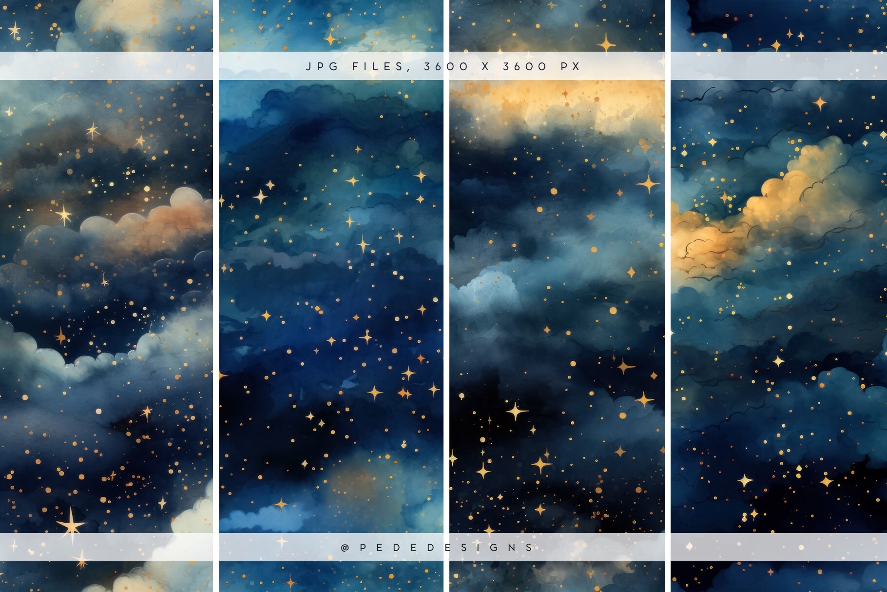 Watercolor Night Sky Digital Paper, Nursery Digital Paper Pack ...
