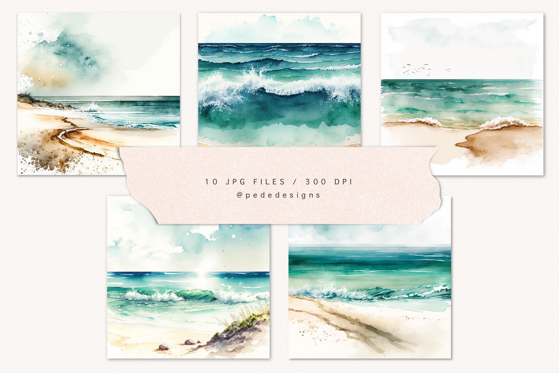Watercolor Summer Beach Backgrounds Beach Digital Paper - Etsy
