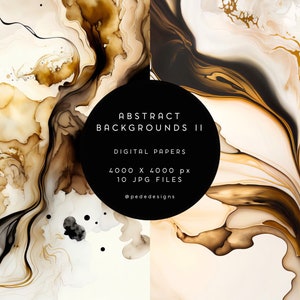Abstract Backgrounds, Digital Paper Pack, Alcohol Ink Art, Black, Beige ...