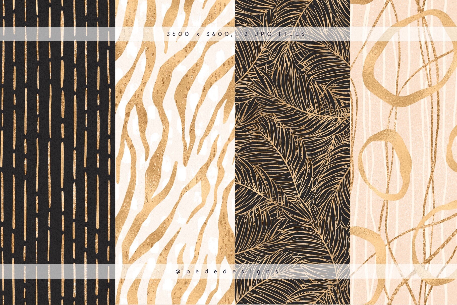 Gold Digital Paper Pack Tropical Digital Paper Gold Foil - Etsy