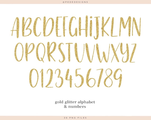 Gold Glitter Alphabet Clipart Gold Glitter Digital Alphabet - Etsy