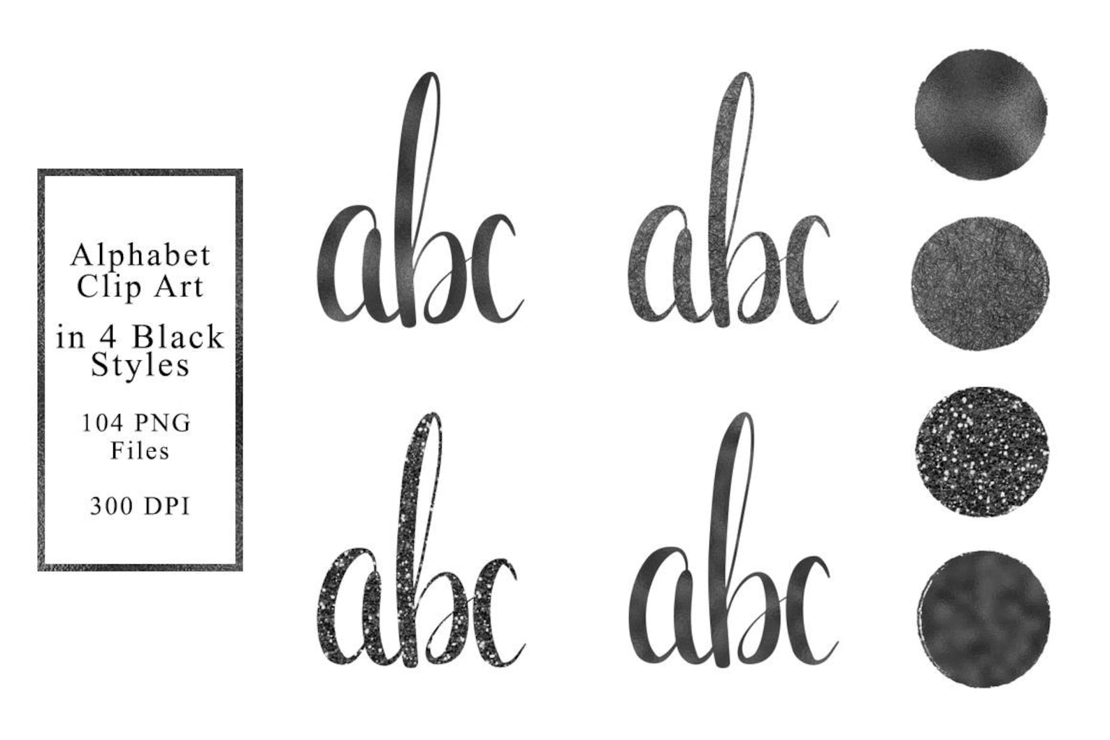 Black Alphabet Clip Art 4 Luxury Styles Black Foil Black - Etsy