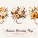 Autumn Blooming Mugs Autumn Clipart Fall Flowers & Leaves - Etsy