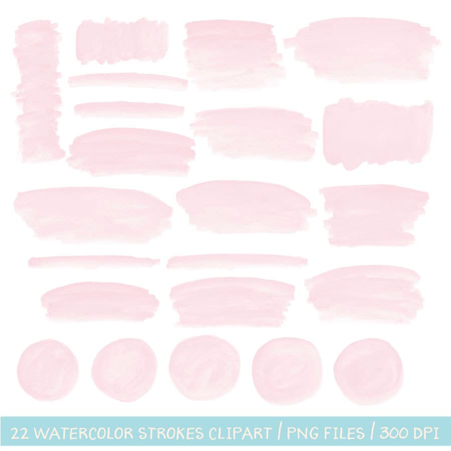 Bright Pink Watercolor Strokes Clipart, Hand Painted Overlays, Logo ...