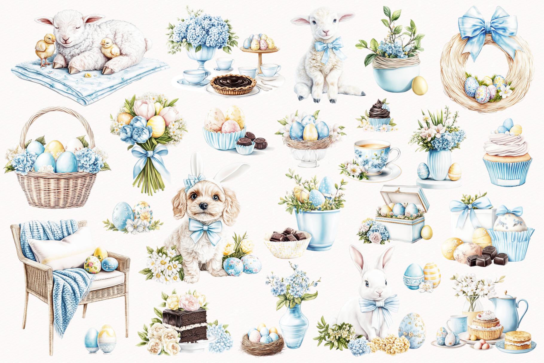 Happy Easter Clip Art Set, Watercolor Seasonal Graphics, Girl Clipart ...