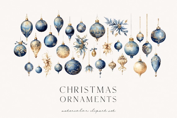 Blue Christmas Ornaments Clip Art