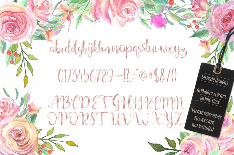 Rose Gold Foil Alphabet Clip Art, Digital Rose Alphabet, Rose Gold Foil ...