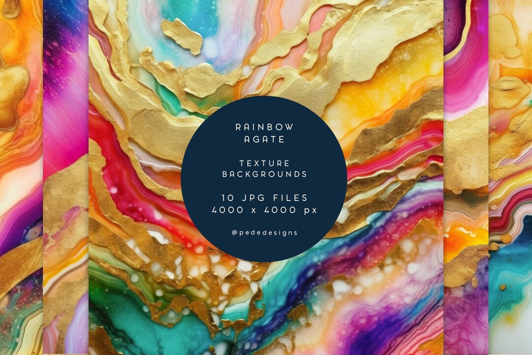Agate Rainbow Backgrounds: Gold Texture Digital Paper (download) - Etsy