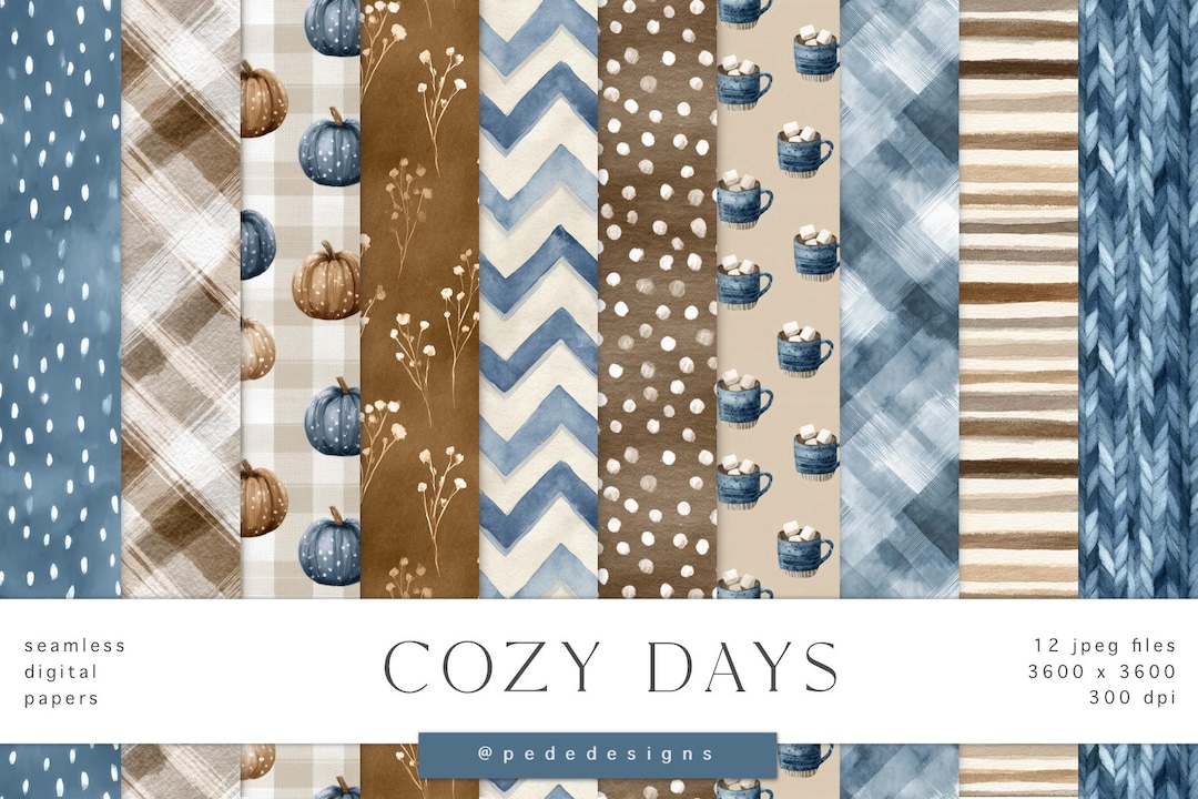 Autumn Digital Paper Pack: Cozy Pumpkin, Floral & Plaid Patterns ...