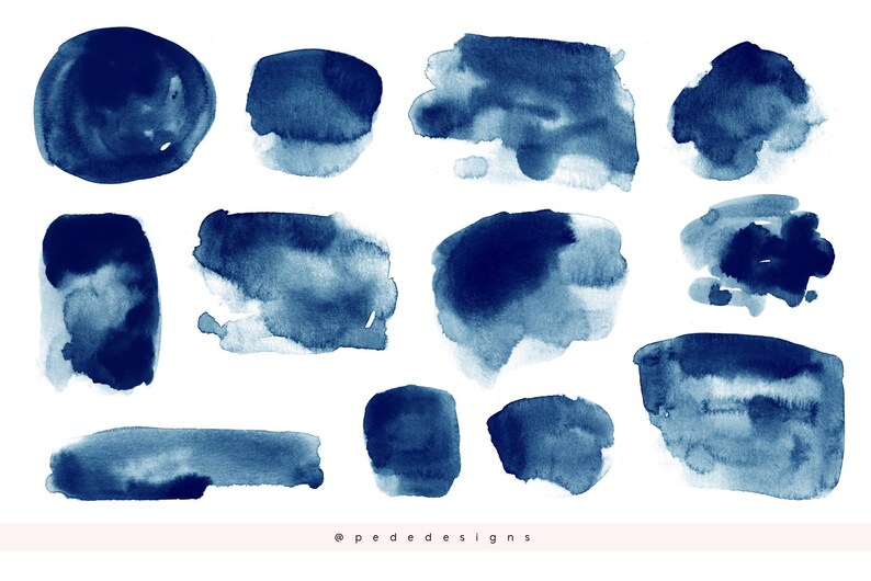 Watercolor Strokes Clipart, Gold Glitter, Navy Blue Watercolor Splash ...