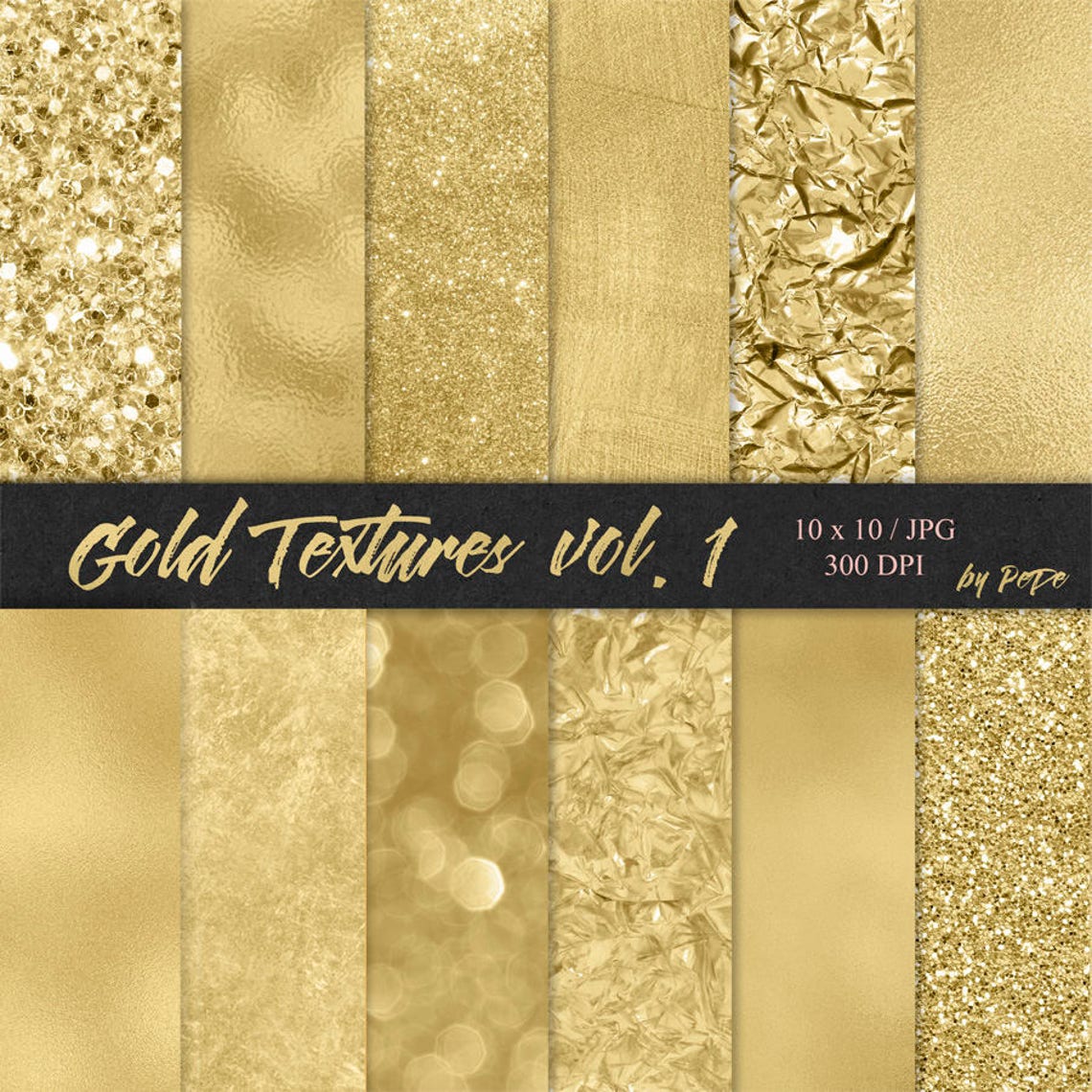 Gold Digital Papers Foil Background Glitter Textures - Etsy