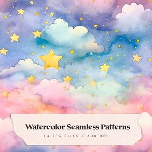 Cute Sky Digital Paper, Nursery Digital Paper Pack, Clouds Printable ...