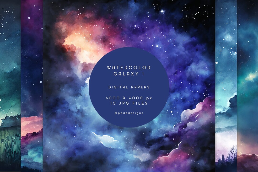 Watercolor Galaxy Backgrounds, Starry Night, Space Background, Night ...