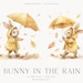 Bunny in the Rain Clip Art Set, Watercolor Clipart, Watercolor Baby ...