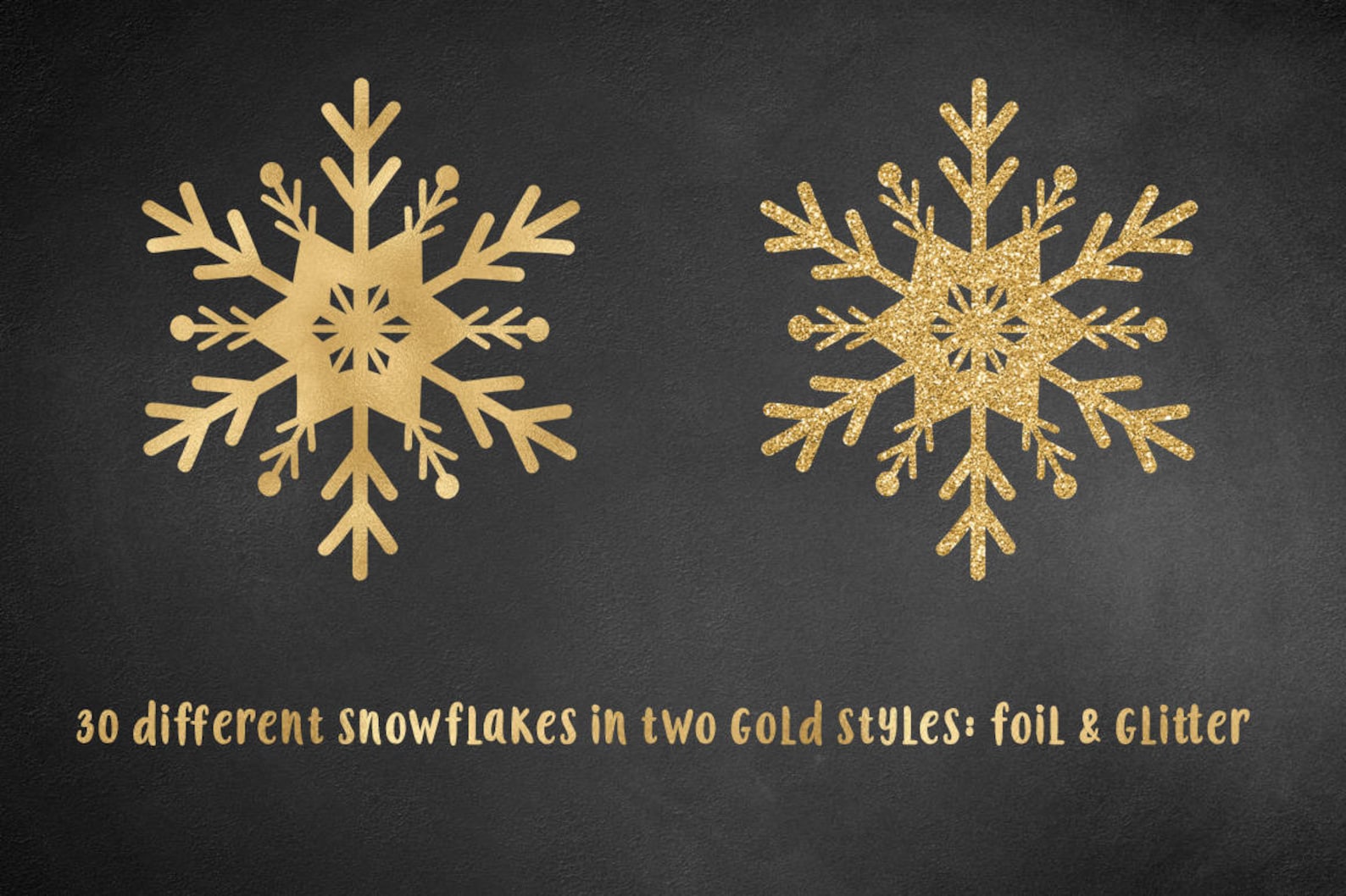 Gold Snowflakes Clip Art Gold Glitter Gold Foil Hand Drawn - Etsy