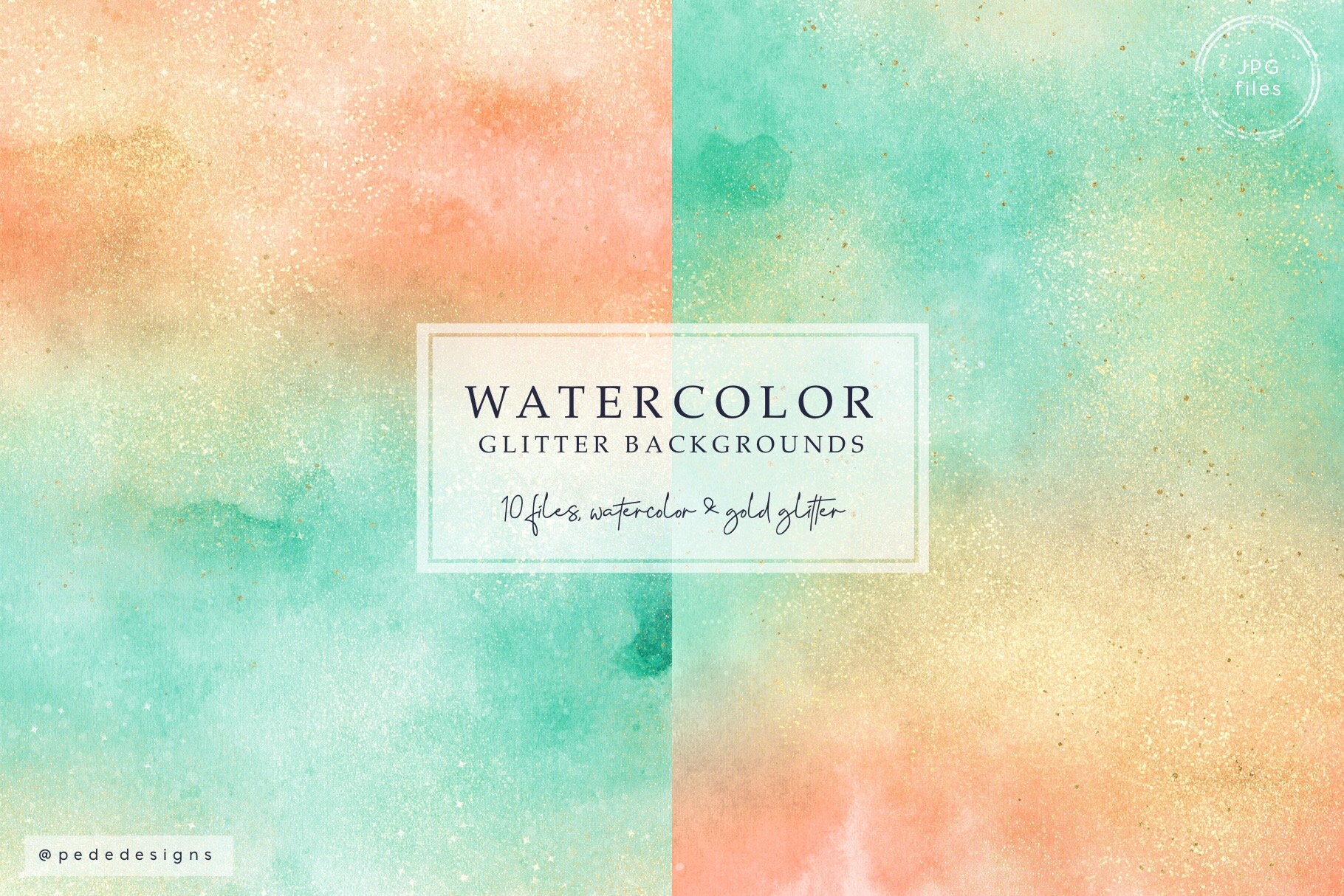 Watercolor Glitter Backgrounds, Gold Glitter, Watercolor Digital Paper ...
