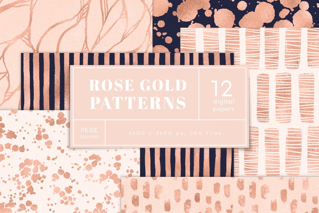 Rose Gold Digital Paper Pack, Elegant Background, Rose Gold Patterns ...