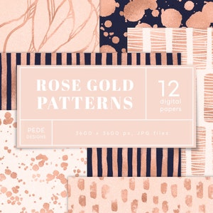 Rose Gold Digital Paper Pack, Elegant Background, Rose Gold Patterns ...