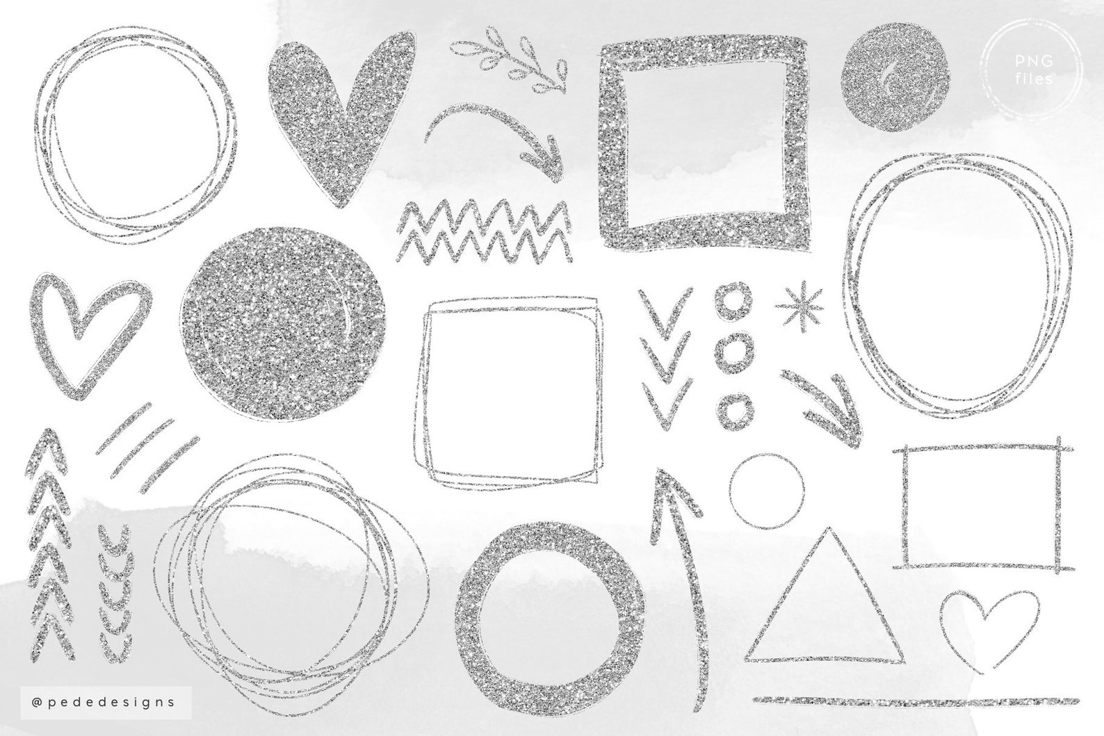 Silver Glitter Design Elements Silver Shapes Png Glitter - Etsy