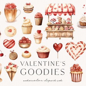Watercolor Valentine's Day Clipart: Sweets & Coffee (digital Download ...