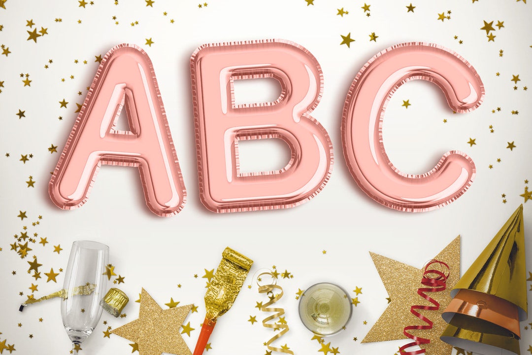 Rose Gold Foil Balloon Letters Clip Art, Foil Balloon Alphabet, Party ...