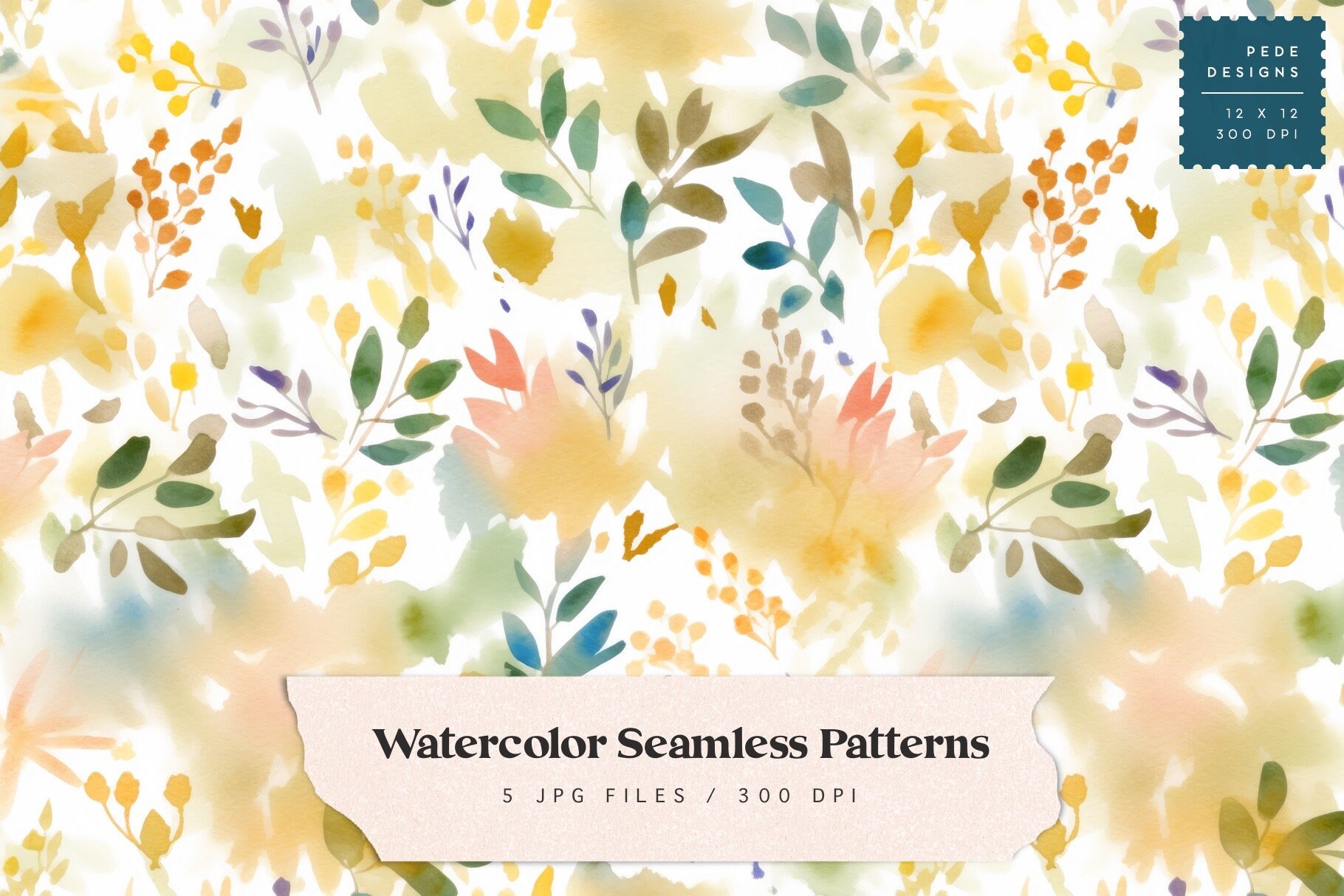 Watercolor Floral Digital Paper, Watercolor Spring Pattern, Seamless ...
