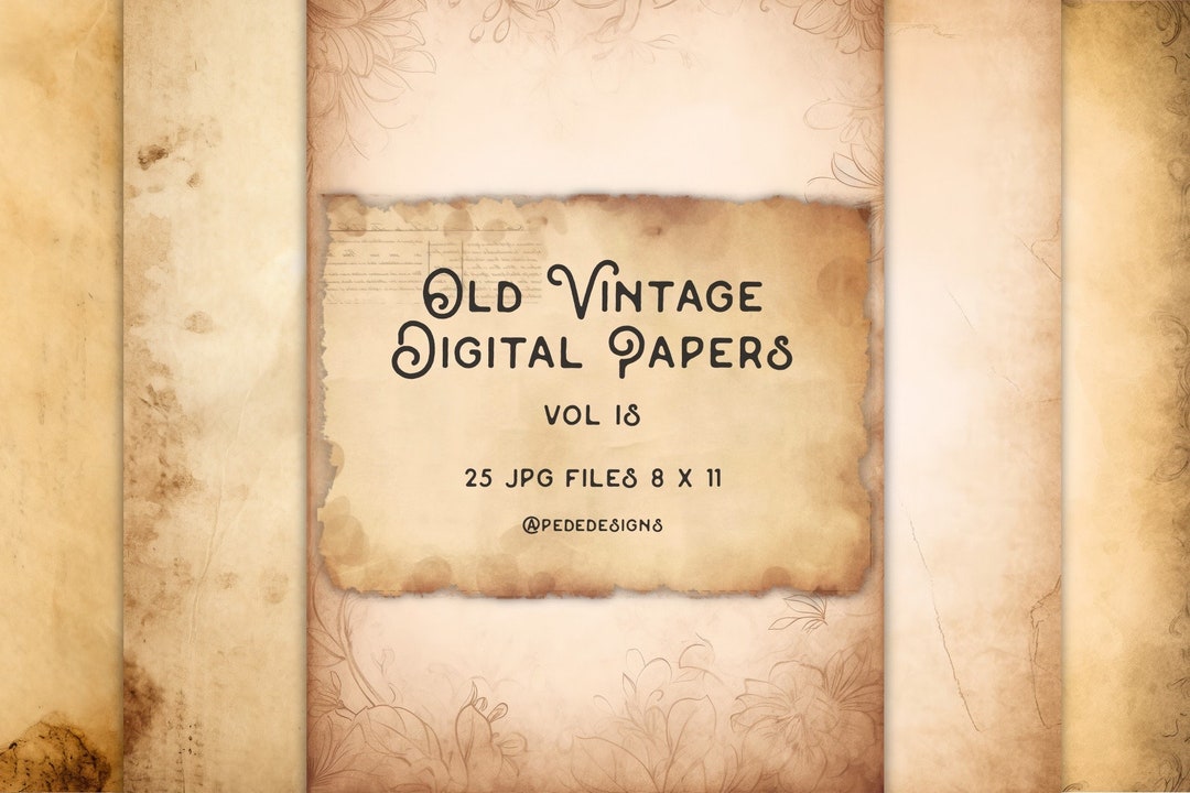 Old Vintage Digital Paper Pack, Old Paper Textures, Aged Paper ...