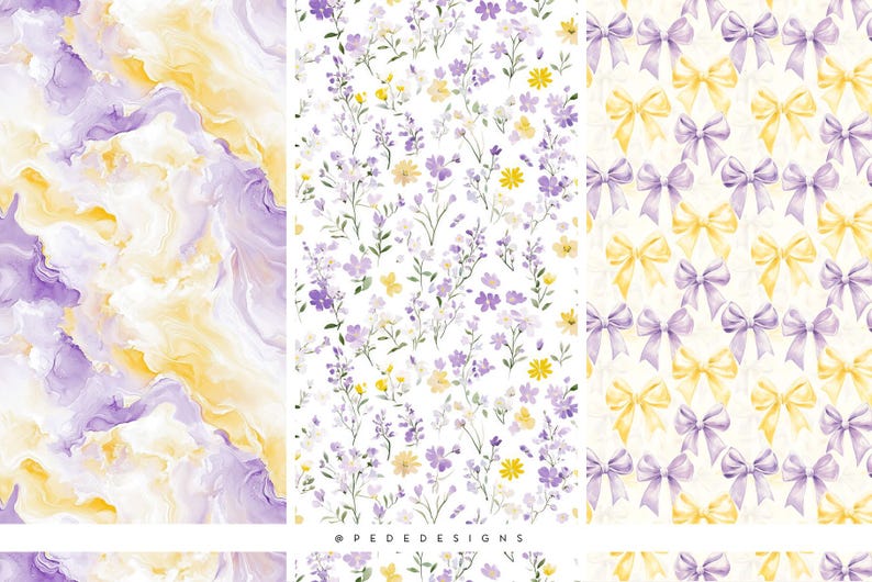 Purple Spring Digital Paper Set: Floral Seamless Patterns (digital ...