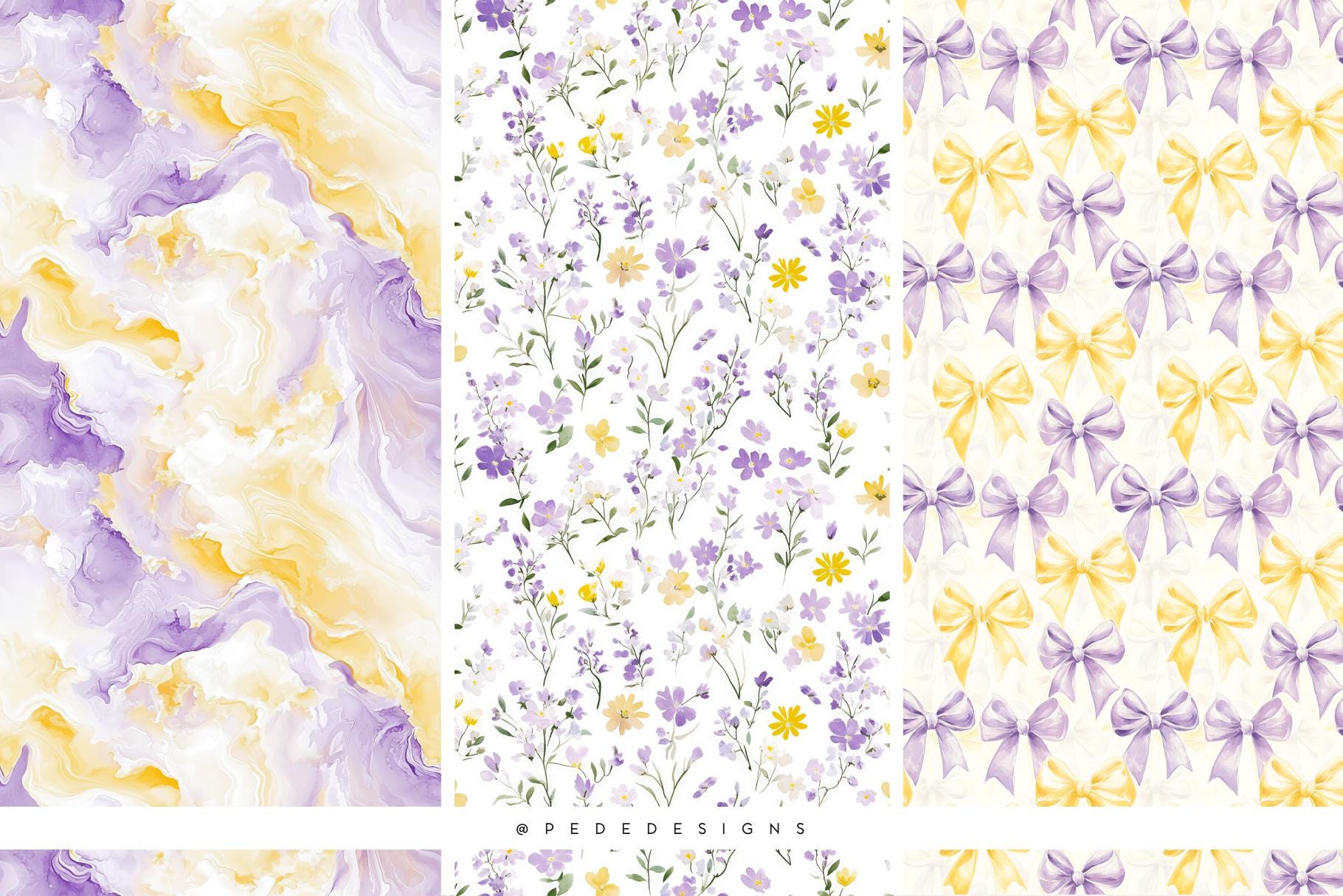 Purple Spring Digital Paper Set: Floral Seamless Patterns (digital ...
