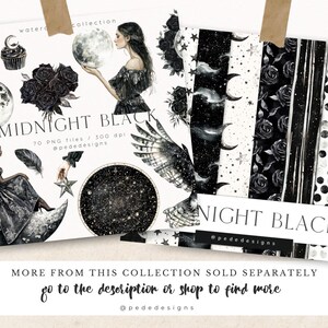 Midnight Black Digital Papers Set, Celestial Digital Paper Pack ...