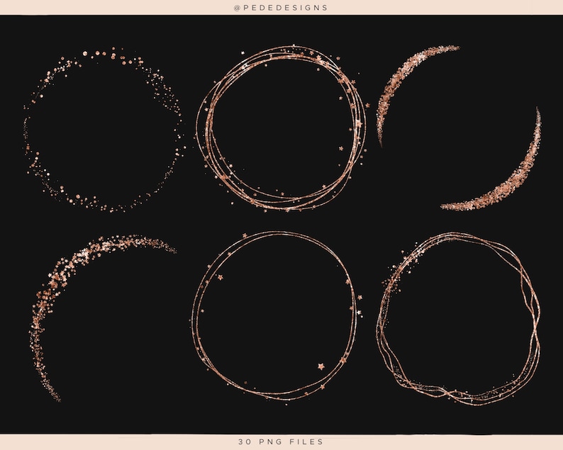 Rose Gold Frames Clip Art Glitter Geometric Sparkly Design - Etsy