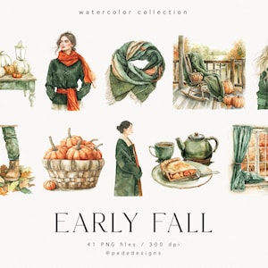 Watercolor Autumn Clipart Set: Cozy Fall Graphics (PNG Download) - Etsy