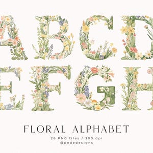 Floral Alphabet Clipart Set, Spring Flowers Clipart, Party, Celebration ...