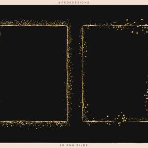 Gold Frames Clip Art, Glitter Geometric, Sparkly Design Elements ...