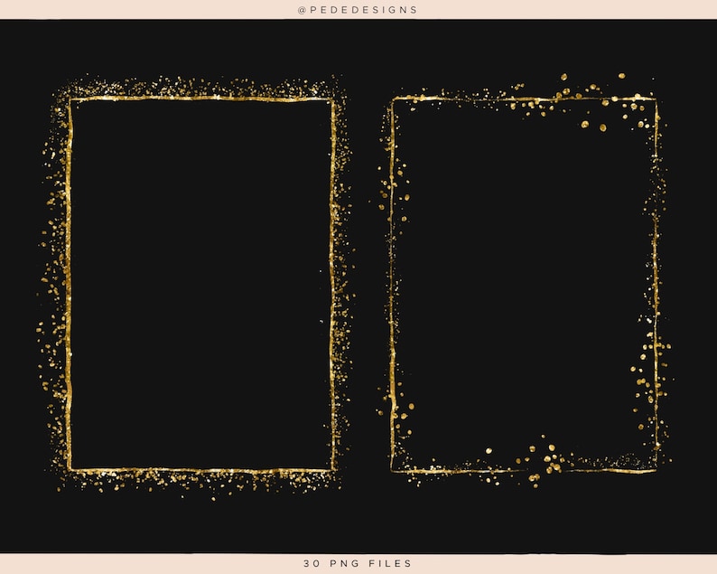 Gold Frames Clip Art Glitter Geometric Sparkly Design - Etsy