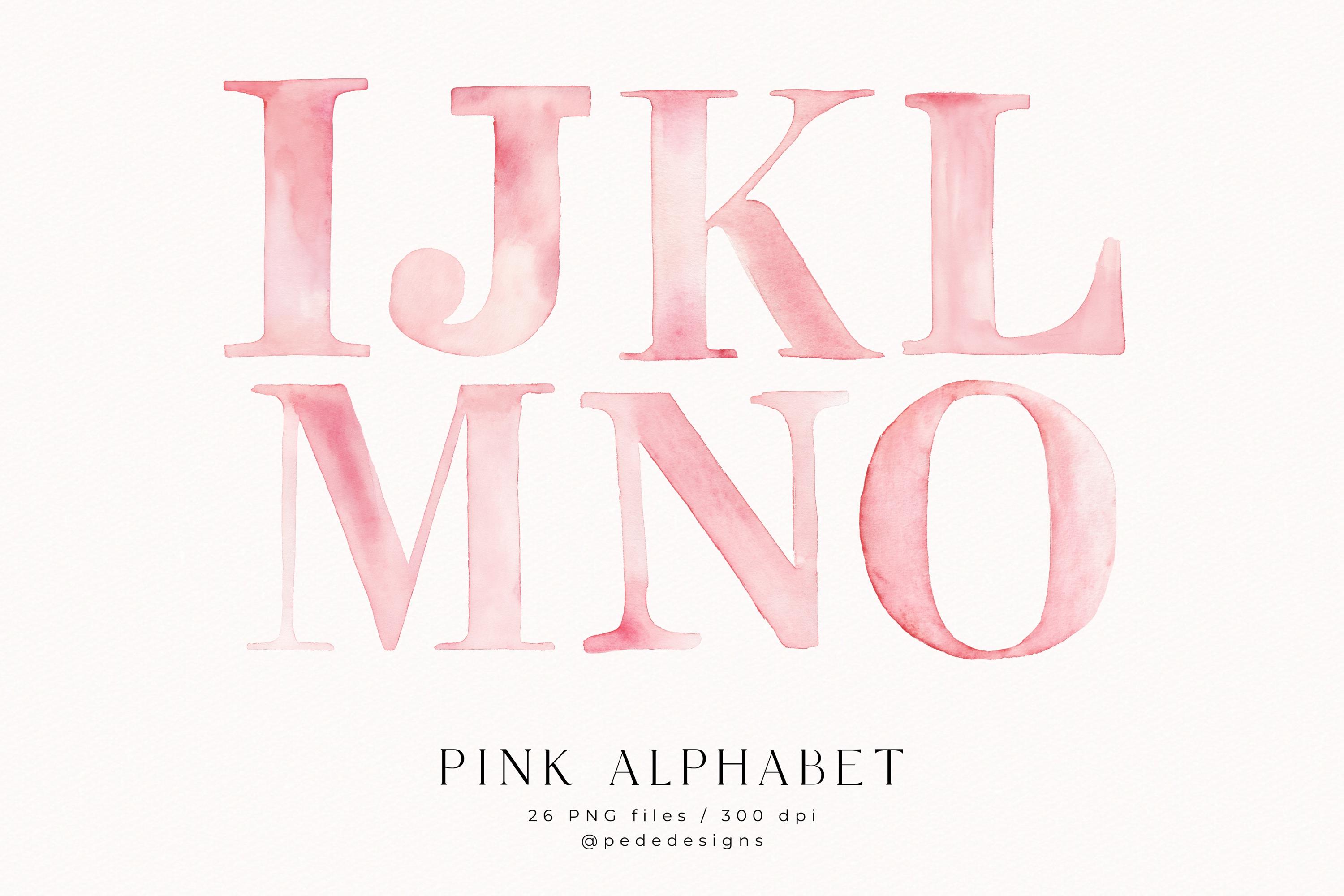 Watercolor Pink Alphabet Clipart – Hand Painted Serif Letters PNG | A-Z ...