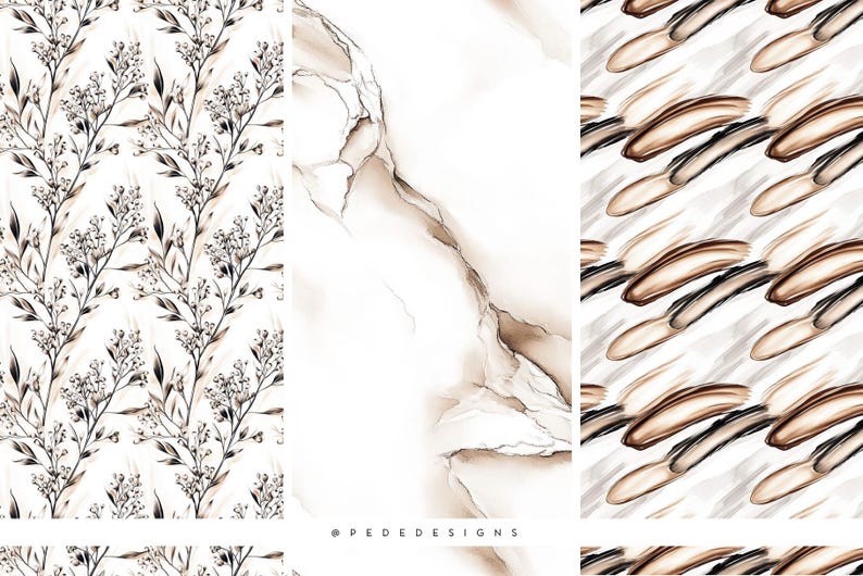 Modern Minimalist Digital Paper Pack, Planner Girl, Marble Digital ...