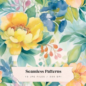 Watercolor Floral Digital Paper, Watercolor Spring Garden Pattern ...