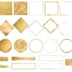 Gold Design Elements, Gold Brush Strokes, Foil, Glitter, Frames ...