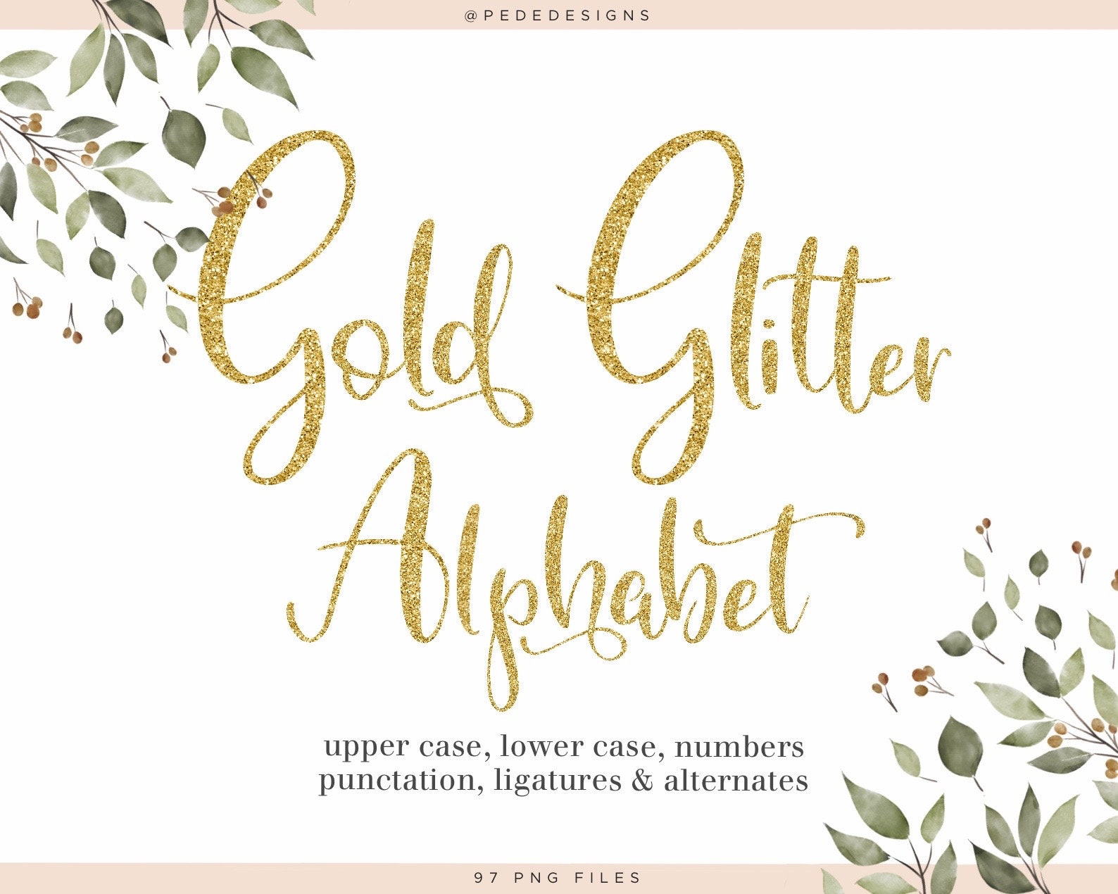 Gold Glitter Alphabet Clipart Sparkly Gold Digital Alphabet - Etsy